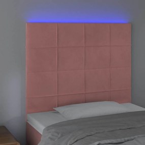 Čelo postele s LED růžové 100x5x118/128 cm samet 3122471