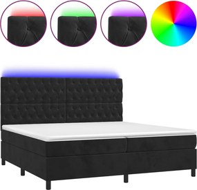 Box spring postel s matrací a LED černá 200x200 cm samet 3136325