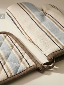 Sinsay - Pruhovaná kuchyňská rukavice a chňapka - béžová