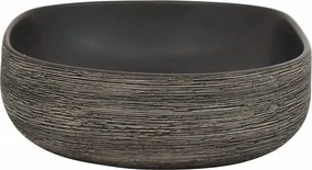 Umyvadlo na desku šedé a černé oválné 59 x 40 x 14 cm keramika 155109