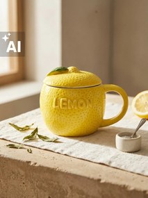 Sinsay - Hrnek s motivem citronu s víčkem - žlutá