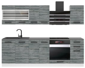 Kuchyňská linka Belini Premium Full Version 240 cm šedý antracit Glamour Wood s pracovní deskou MARGARET