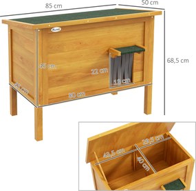 PawHut Venkovní kočičí dům se zvýšenou dřevěnou konstrukcí a otevíratelnou střechou, zateplený asfaltovou střechou, 85 x 50 x 68,5 cm, přírodní a zel…