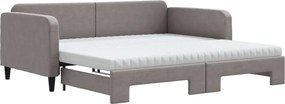Válenda s přistýlkou a matracemi taupe 100 x 200 cm textil 3196842