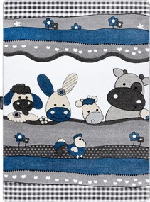 Detský kusový koberec Petit Farm animals blue, 140x190, modrá, detská izba, Dywany Łuszczów