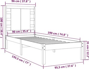 Rám postele masivní dřevo 90 x 190 cm Single 3104183