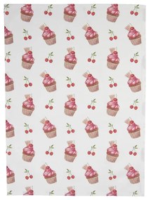 Kuchyňská utěrka z bavlny Cherry Cupcake – 50x70 cm