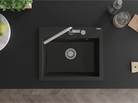 Mexen Oscar, 1-komorový granitový dřez 580x490x205 mm, černá-zlatá metalíza, 6519581000-75