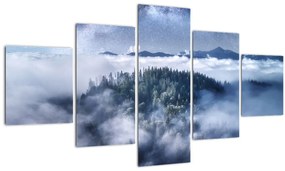 Obraz lesa v mlze (125x70 cm)