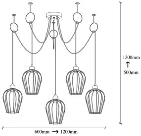 Lustr na lanku TEL 5xE27/40W/230V pavouk