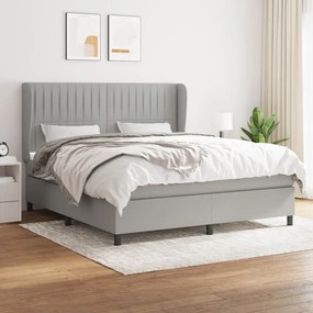 Box spring postel s matrací světle šedá 180 x 200 cm textil,  3128141