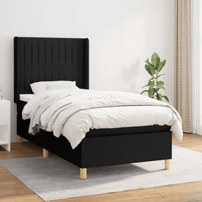 Box spring postel s matrací černá 90x200 cm textil,  3132123
