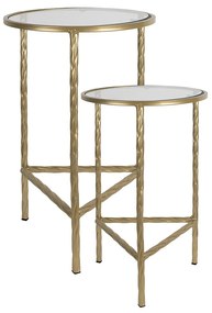 2ks zlatý antik odkládací stolek Piotte - Ø 35*55 / Ø 30*45 cm
