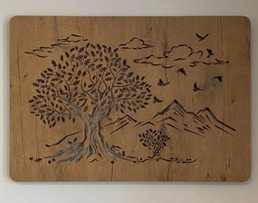 Li-Go "Dva duby" světelný obraz s baterií 90x62cm varianta ovládání: manuál/pohybové čidlo, provedení povrchu: dub