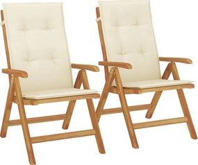 Skládací polohovací křesla s polštáři 2 ks, masivní teak 3196435