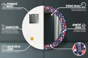 Kulaté zrcadlo tištěný rám Londýnský symbol fi 70 cm