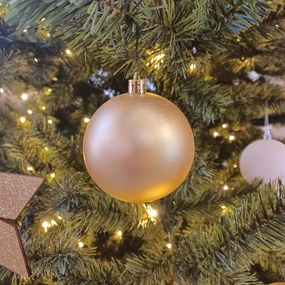 Sada vánočních ozdob zlatá 8 cm plastové baňky, 4× vrásková, 4× matná, 4× glitter, balení 16 ks