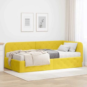 Rohový rám postele Žlutá 100 x 200 cm samet 3394098