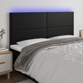 Čelo postele s LED černé 160x5x118/128 cm umělá kůže