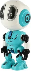 TEDDIES Robot ECHO modrý / Opakuje věty / kov / 12 cm / světlo a zvuk
