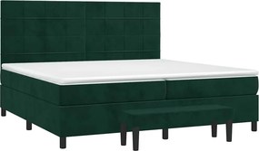 Box spring postel s matrací tmavě zelená 200x200 cm samet 3137866
