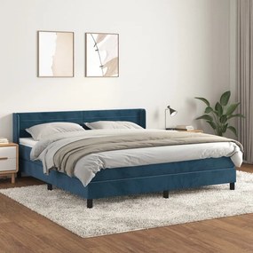 Box spring postel s matrací tmavě modrá 180x200 cm samet 3131037
