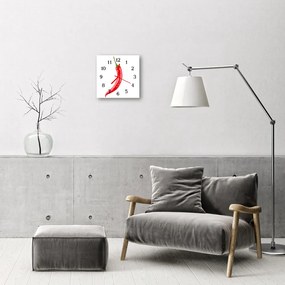 Skleněné hodiny čtvercové Chilli pepř 30x30 cm