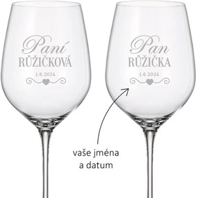 Dekorant Svatební sklenice na bílé víno PAN A PANÍ LOVE 480 ml 2KS