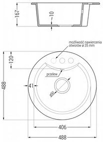 Mexen Diego - dřez granitový 48,8x48,8cm, 1-komorový, černá-skvrny, 6512481000-76