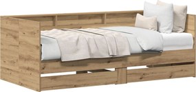 Daybed se zásuvkou Artisanový dub 90 x 200 cm Kompozitní dřevo 3334000