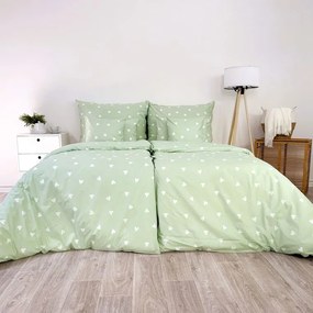 Krepové ložní povlečení SRDÍČKA MINT jednolůžko