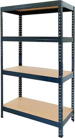 Regál 150x70x30 cm lakovaný 4-policový, nosnost 700 kg, RIVET - černý