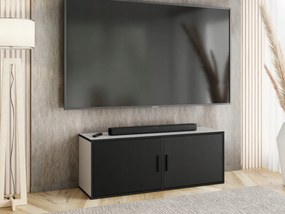 TV skříňka ROJO 2 bílý + černý uzavřená TV skříňka s policí