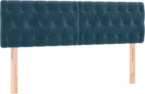 Čelo postele s LED tmavě modré 160 x 7 x 78/88 cm samet 3122006