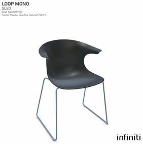 Židle Loop Mono Sled Barva kovové konstrukce: Powder blue fine textured 503F, Barva sedáku a opěradla z recyklovaného plastu: Coal black IR8022