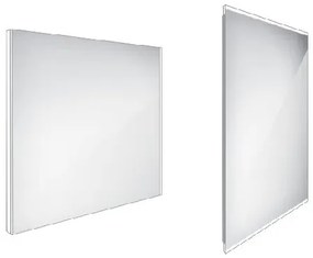Nimco Zrcadla - Koupelnové podsvícené LED zrcadlo 800 x 700 mm, hranaté, aluminium ZP 9003