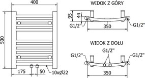 Mexen Ares, topné těleso 500x400 mm, 179 W, černá matná, W102-0500-400-00-70