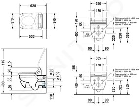 DURAVIT - Happy D.2 Závěsné WC pro bidetové sedátko SensoWash, Rimless, bílá (2550590000)
