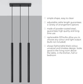 Černé závěsné svítidlo Sollux Fideus, délka 30 cm