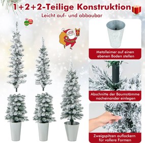 Costway 3 Umělý vánoční stromek se sněhem a kovovou základnou 90 + 120 + 150 cm