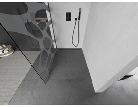Mexen Kioto, sprchová zástěna Walk-In 110 x 200 cm, 8mm čiré sklo bílý vzor, ​​grafitový profil, 800-110-101-95-97