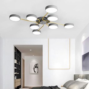 Toolight, LED stropní svítidlo 8x12W APP532-8C, šedá, OSW-08474