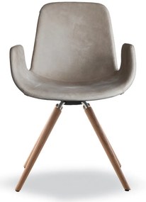 TONON - Čalouněná židle STEP s dřevěnou podnoží a područkami