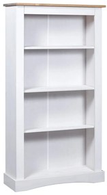 4-patrová knihovna Laure - mexická borovice - bílá | 81x29x150cm