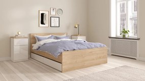 Noční stolek Simplicity IV, bílý lesk / hikora jackson
