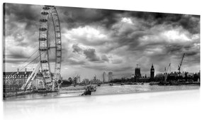 Obraz jedinečný Londýn a řeka Temže v černobílém provedení - 100x50 cm