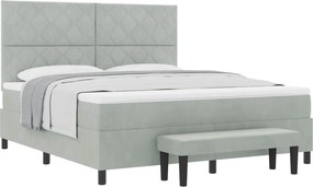 Postel s boxspringem s čelo Světle šedá 200 x 180 cm samet 3344594