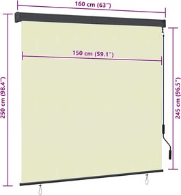 vidaXL Marketos Venkovní roleta 160 x 250 cm krémová