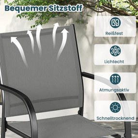 Costway Stohovatelné zahradní židle2Set stohovacích židlí z textilu a kovového