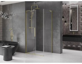 Mexen Velar L, sprchový kout s posuvnými dveřmi 100 x 110 cm, 8mm čiré sklo, zlatá matná, 871-100-110-03-55